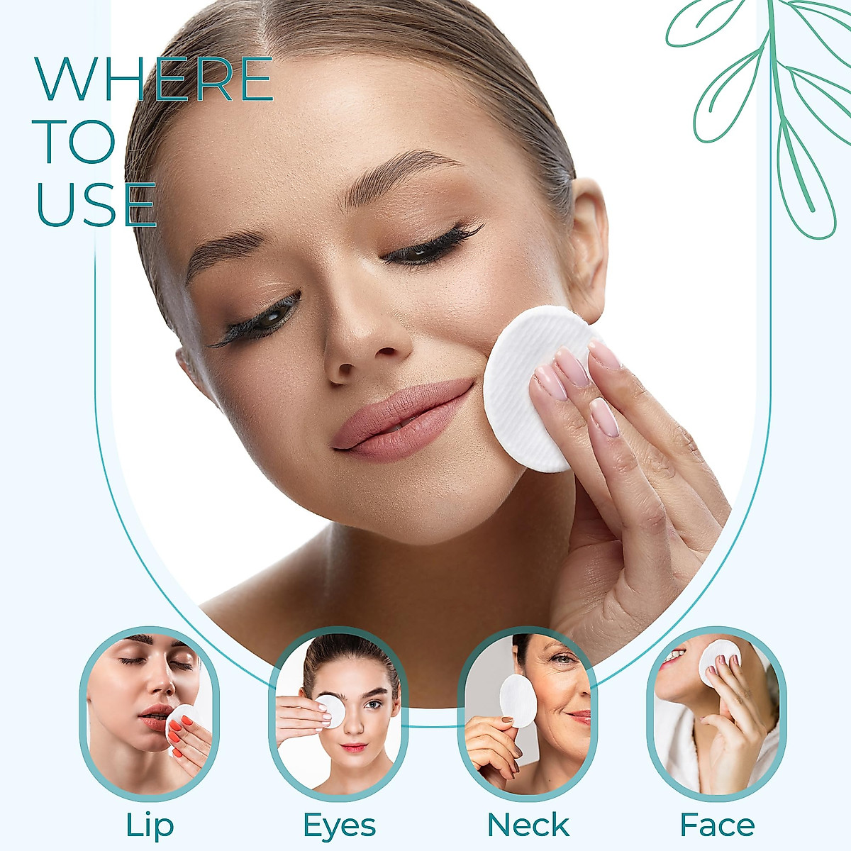 R-Neu Premium [Turkish] Cotton Rounds, 400 Count, Stitched, Waffle Textured, 100% Natural, Hypoallergenic Makeup Remover Round Cotton Pads for Face