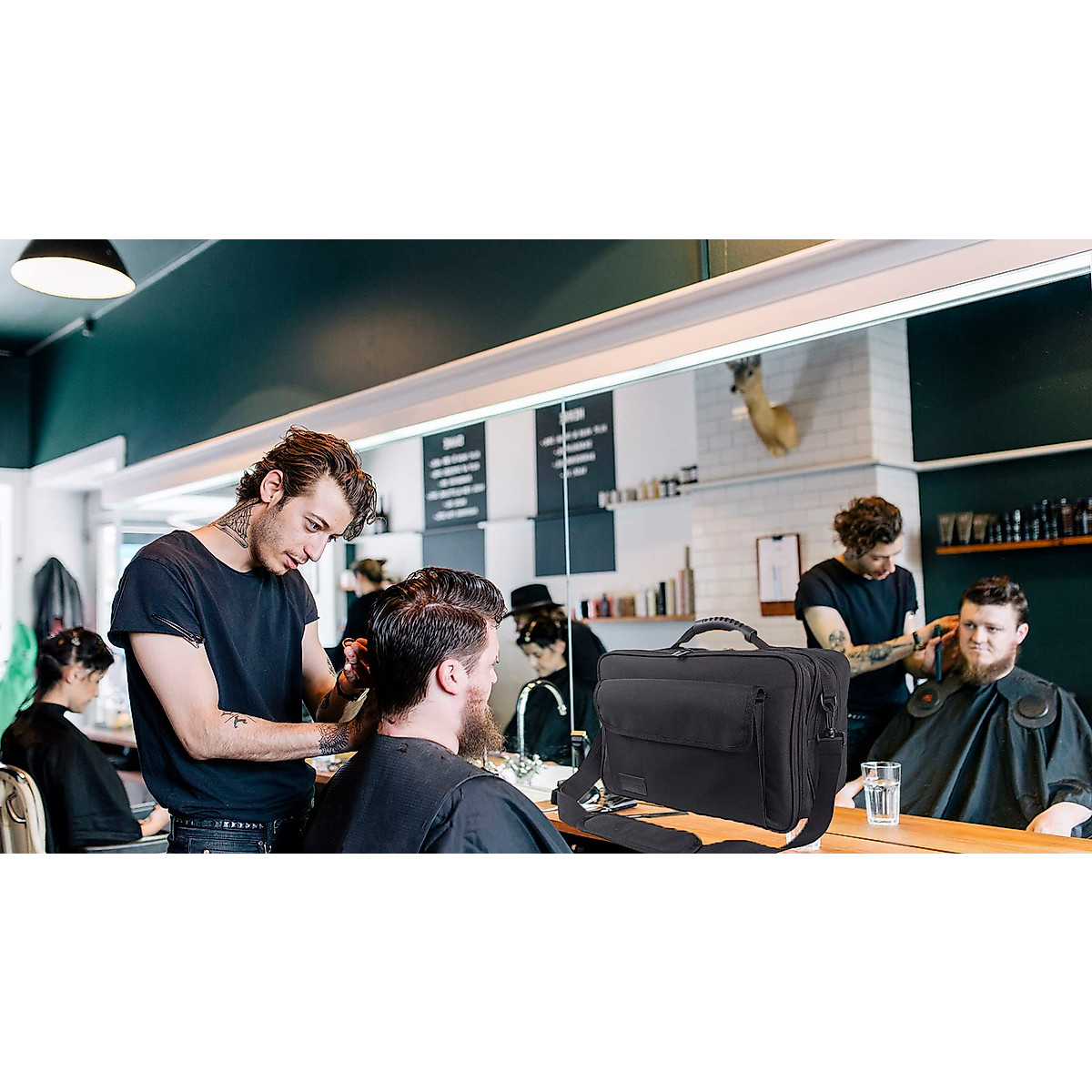 Tense Edano Pro Large Capacity Beauty Hairdressing Barber Tool Bag Polyester Hair Equipment Cosmetic Salon Shoulder Organizer Kit Grooming Hair Stylist Scissor Holder Storage Carrying Travel Case