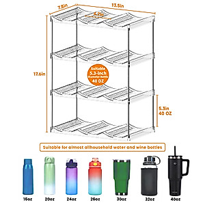 Yieach 4 PCS Stackable Water Bottle Organizer for Cabinet,4.7" W X5.3"H Great for Stanley Yeti Bottle and Other Tumbler Organizer for Kitchen Cabinets,Clear Stackable Water Bottle Holder and Wine Rack