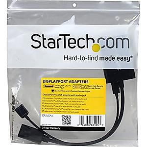 StarTech.com DisplayPort to VGA Adapter with Audio 1920x1200 DP to VGA Converter for Your VGA Monitor or Display (DP2VGAA)
