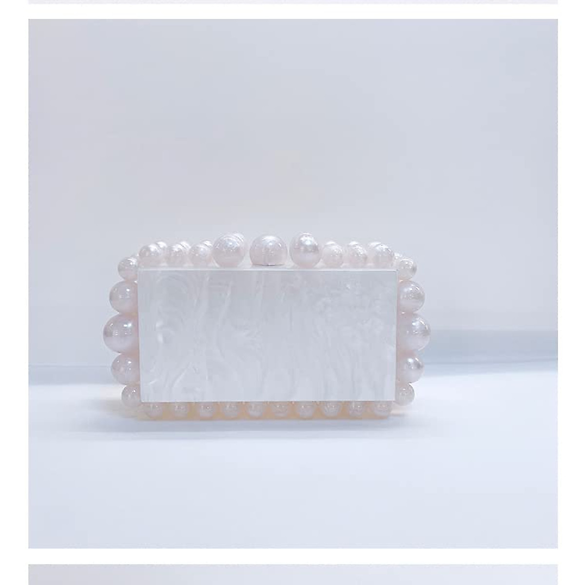 KWRNIAE White Acrylic Evening Clutch Bag for Women Glitter Marble Purse Handbag for Wedding Cocktail Party Prom, White01