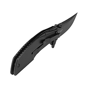 Kershaw Outright Black Pocket Knife, 3 inch 8Cr13MoV Stainless Steel Blade, SpeedSafe Opening, Stainless Steel Handle with PVD Coating, 8320BLK