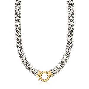 Ross-Simons Sterling Silver Byzantine Necklace With 14kt Yellow Gold. 18 inches