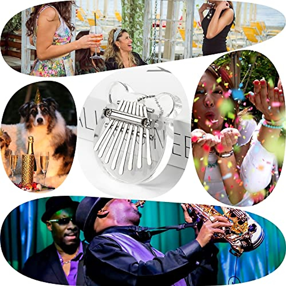 SonicoTech Mini Kalimba Mini Thumb Piano 8 Keys Finger Piano Marimbas Hand Piano Cute Kalimba with Lanyard Keychain Special Lovely Gifts (Crystal bear) Visit Store for Bundle Sales