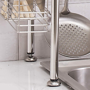 ESRADA Dish Rack Over The Sink Dish Drying Rack Stainless Steel Dish Drainer in Sink Large Dish Rack Kitchen Aid Space Saver Organizer Shelf Basket Hooks