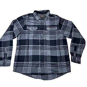 Orvis Big Bear Heavyweight Double Brushed Flannel Button Down Shirt with Hand Warmer Pockets (as1, Alpha, l, Regular, Regular, Black,Gray)