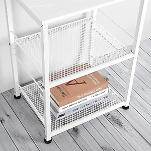 OYEAL End Table, Small Side Table Living Room, White Nightstand with 2-Tier Storage Shelf, Printer Stand Sofa Table for Small Spaces, Living Room, Bedroom, Easy Assembly