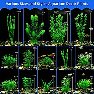 MyLifeUNIT Aquarium Plants, 20 Pack Artificial Fish Tank Plants for Aquarium Decorations (Green)