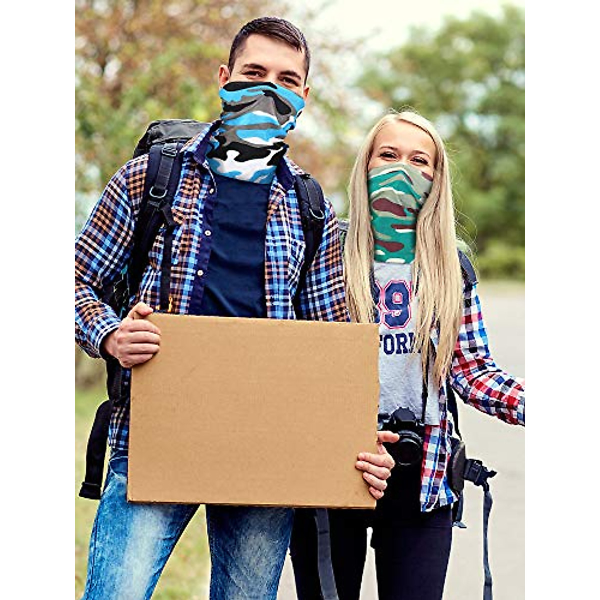10 Pieces Seamless Bandanas Face Cover Magic Scarf Neck Gaiter Seamless Dustproof Neck Warmer Headbands (Camouflage Style)