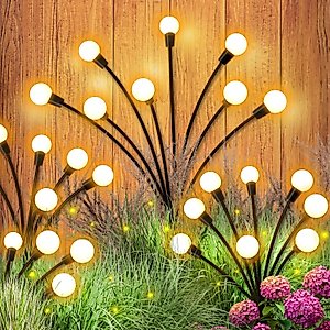 SINGACE Solar Garden Lights, 4 Pack Solar Firefly Lights, Swaying When Wind Blows, Solar Lights Outdoor Waterproof Decorative, Solar Outside Lights for Yard Patio Pathway Landscape Decoration