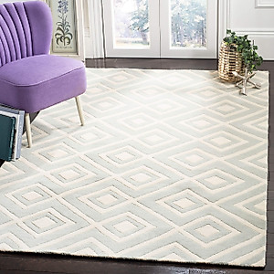 SAFAVIEH Chatham Collection 8' x 10' Grey/Ivory CHT742E Handmade Mid-Century Geometric Premium Wool Area Rug