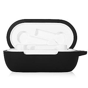 2 Pack DAYJOY Soft Silicone Protective Case Cover Compatible with OnePlus Buds Z2 TWS Earbuds, Protective Skin Sleeve with Key Chain (Black+Blue)