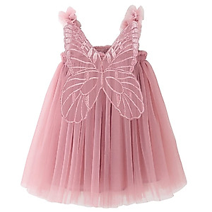 BGFKS Layered Butterfly Tulle Tutu Dress for Baby Girls,Toddler Girl Princess Dress with Flower Headband(Dusty Rose,12 Months)