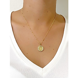 LESLIE BOULES 18K Gold Plated Saint Benedict Pendant Necklace Religious Jewelry for Women