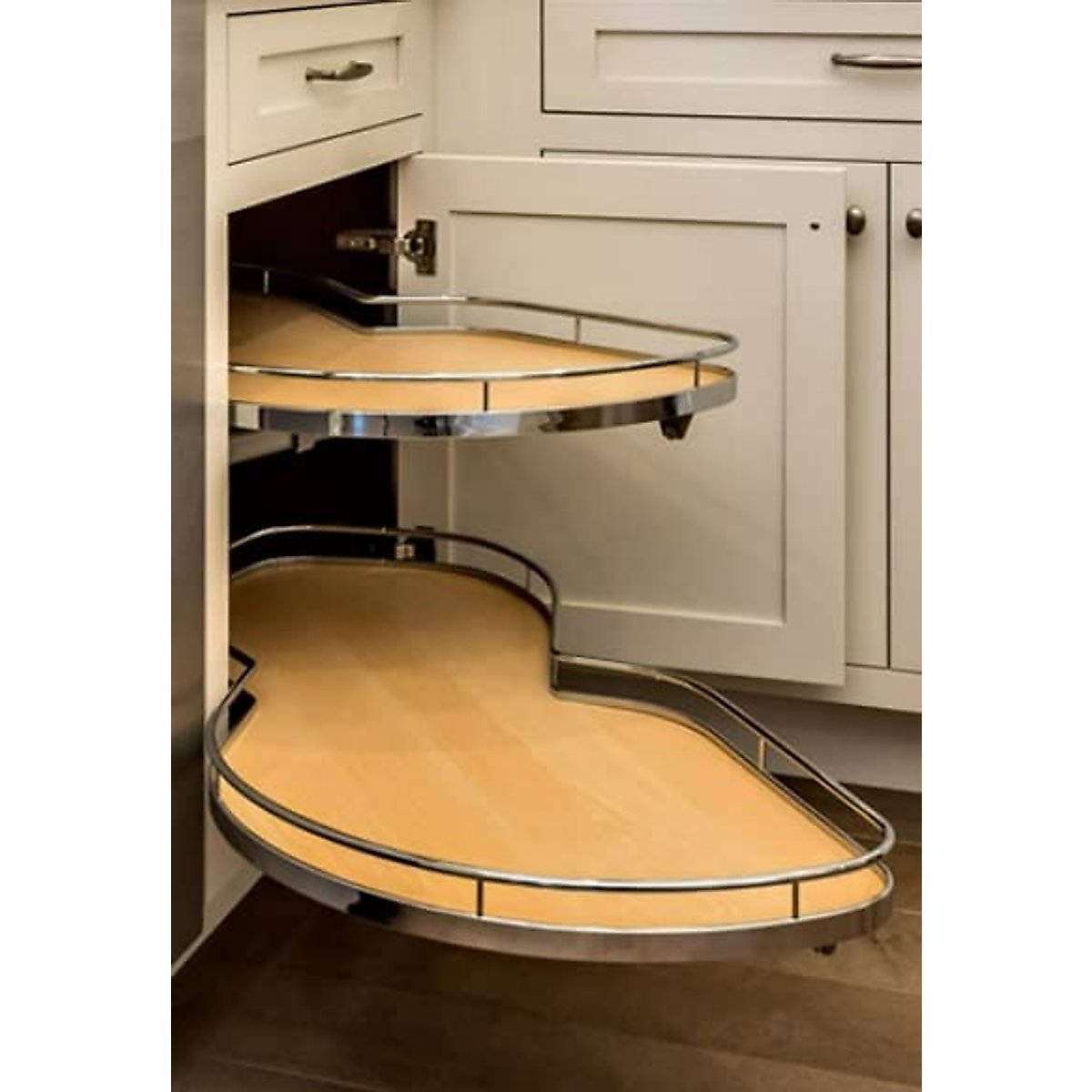Lemans II Set 2-Shelf Lazy Susan with Soft-Close for Blind Base Corner Cabinets (574 sq. Model 40, Tray Size: 12", Swings Left)