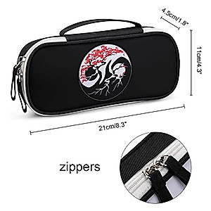 Bonsai Tree in Yin Yang Printed Pencil Case Bag Stationery Pouch with Handle Portable Makeup Bag Desk Organizer