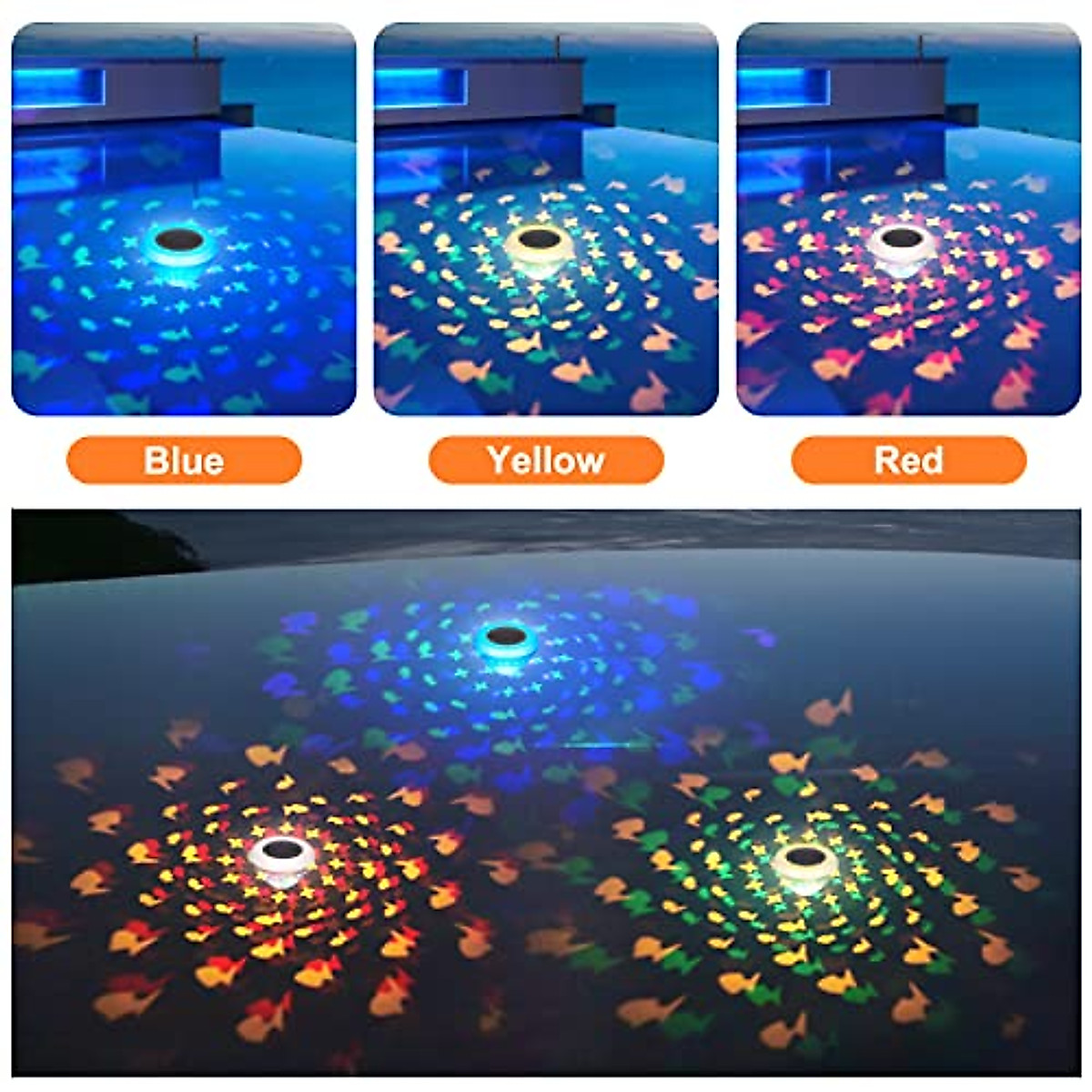 Solar Floating Pool Lights,Color Changing Fish Pattern Swimming Pool Lights,Glow in The Dark LED Pool Floating Fish Lights,IP67 Waterproof Outdoor Pool Lights That Float for Pool,Pond,Hot tub-2 PACK