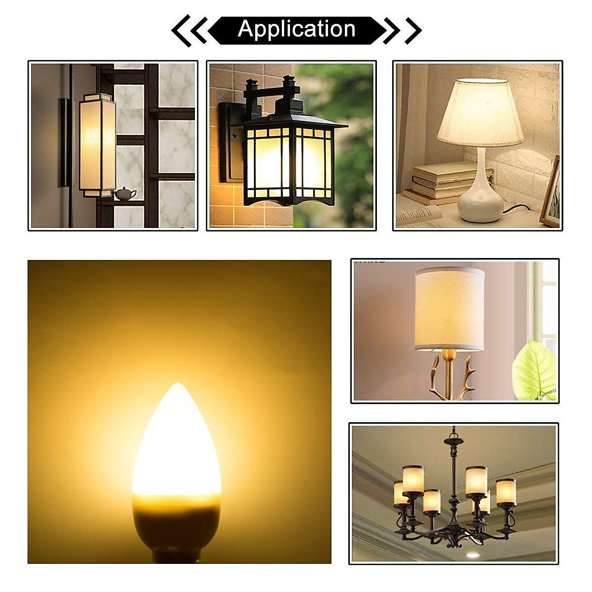 TAIYALOO LED C7 S6 1W Night Light Bulbs, 10 Watt Light Bulbs Equivalent, Warm White 3000K, E12 Candelabra Base, Small Light Bulb for Bedroom Porch, Hallways, Salt Lamp, Chandeliers (5 Pack)