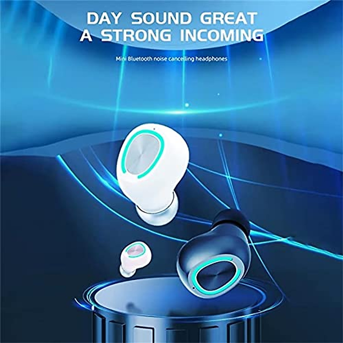 VINAU 1 Pc Wireless Bluetooth 5.3 Earphones Single Ear Stereo Sound in-Ear Earbuds with Mic Mini Handsfree Sport Headphone Compatible iOS & Android