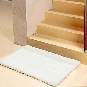 Latepis White Fluffy Rugs for Bedroom 24" x 35.5" Small Area Rug, Non-Slip Washable Throw Rugs, Non-Shedding Soft Furry Rug Indoor Door Mat Entrance for Home Door Entryway and Bathroom, White, 2x3 FT