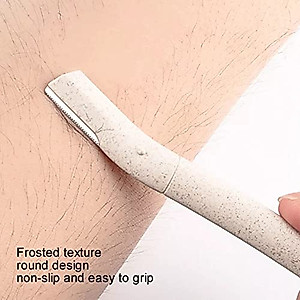 OmegaShalom 6 PCS Set of 2 Zero Waste Wheat Straw Eyebrow Razors for Women, Biodegradable Razor Trimmer, Dermaplaning Tool, Tinkle Face Women Face, Dermaplane Facial Shavers