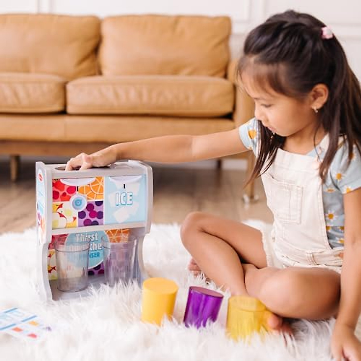 Melissa & Doug Wooden Thirst Quencher Drink Dispenser With Cups, Juice Inserts, Ice Cubes - FSC Certified