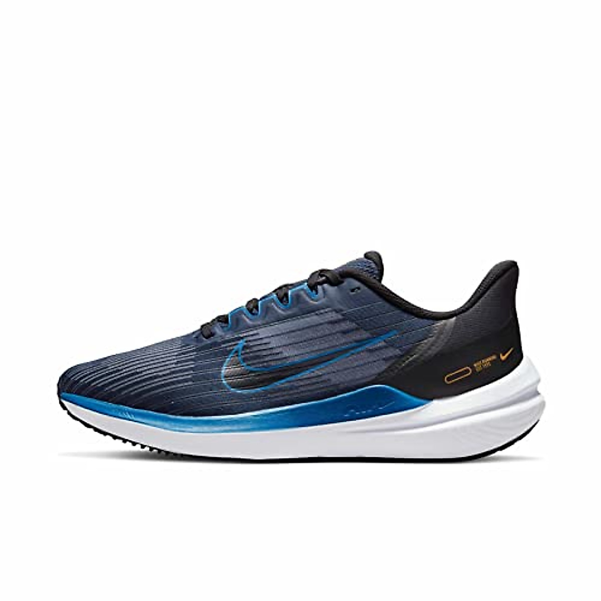 Nike Mens Air Winflo 9 Running Shoe, Obsidian/Dk Marina Blue-Black, 9.5 M US