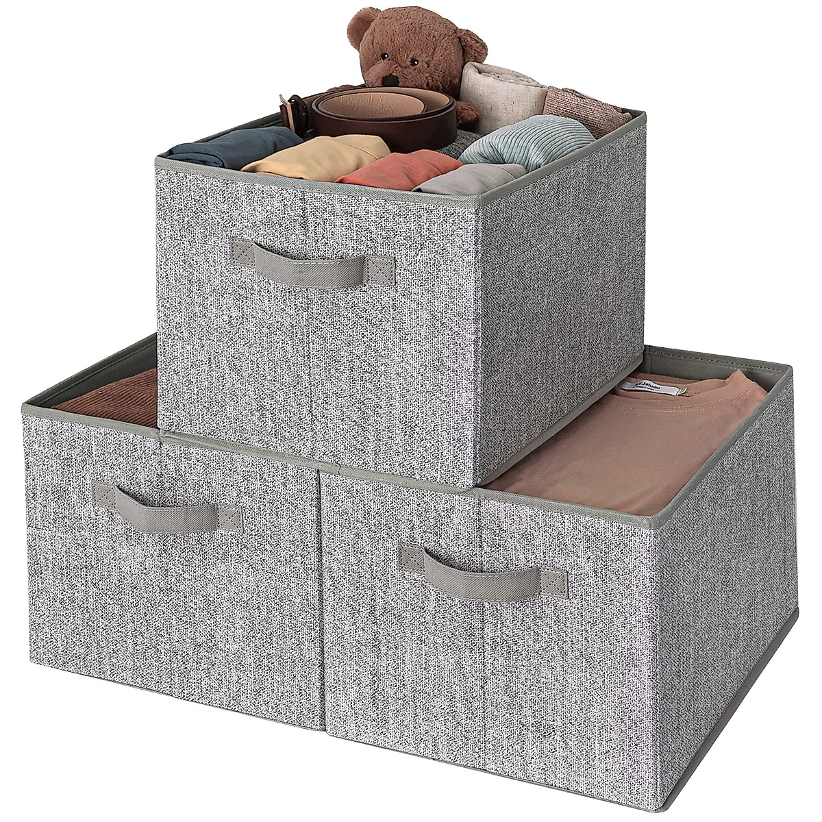GRANNY SAYS Bundle of 3-Pack Trapezoid Storage Bins for Organizing & 3-Pack Rectangle Lidless Storage Bins