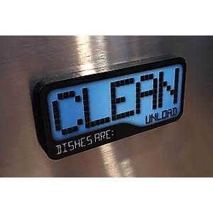 Flip Magnets Reversible Double Sided Clean Dirty Dishwasher Magnet - Super Strong, Durable & Waterproof - Premium Kitchen Gadget for Home & Office - Sticks to Stainless Steel - Modern Digital