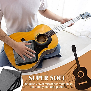 3 Pack Plush Microfiber Guitar Cloth Soft Cleaning Polishing Cloth Microfiber Towels for Guitar Bass Violin Piano Cleaning Instrument Accessories, 12 x 12 Inches, Gray