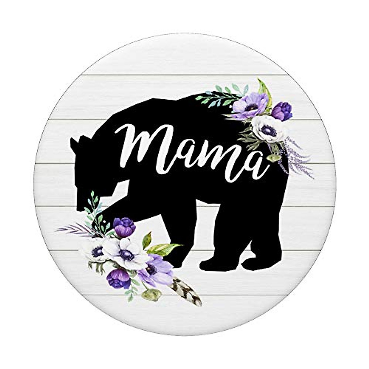 Rustic Mama Bear Watercolor Purple Floral on White PopSockets PopGrip: Swappable Grip for Phones & Tablets