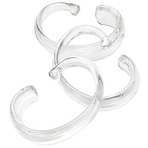 24 Pc Heavy Duty Plastic Shower Curtain Rings Clear Hooks Type C Shaped Rod Bath