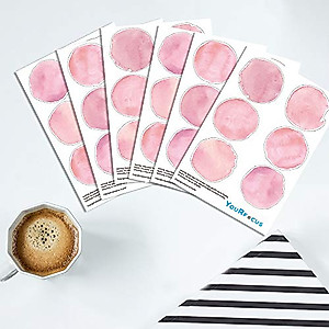 Pink Polka Dot Wall Decals 36pcs Watercolor Dots Wall Sticker for Kids Baby Girls Teens and Nursery Room (6 Sheets)