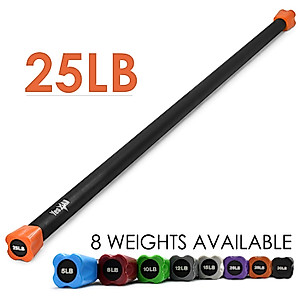 Yes4All Total Body Weighted Workout Bar, Body Bar For Exercise, Therapy, Aerobics, and Yoga, Strength Training 25lbs