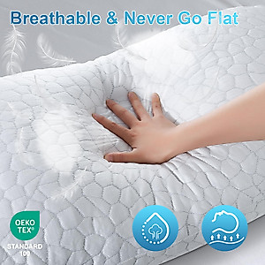 Cooling Bed Pillows for Sleeping, Shredded Memory Foam King Pillow 2 Pack, Gel Pillows King Size Set of 2, Support yet Soft Pillow for Side, Back Sleepers Adjustable Pillow with Removable Cover