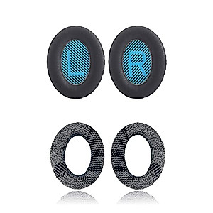 Krone Kalpasmos Premium Bose QC35 Headphones Ear Pads, Fits QuietComfort 35 ii / QC25 / QC2 / QC15 / Ae2 / Ae2i / Ae2w / SoundTrue & SoundLink(Over-Ear), Memory Foam Cushion – Black + Grey Fabric