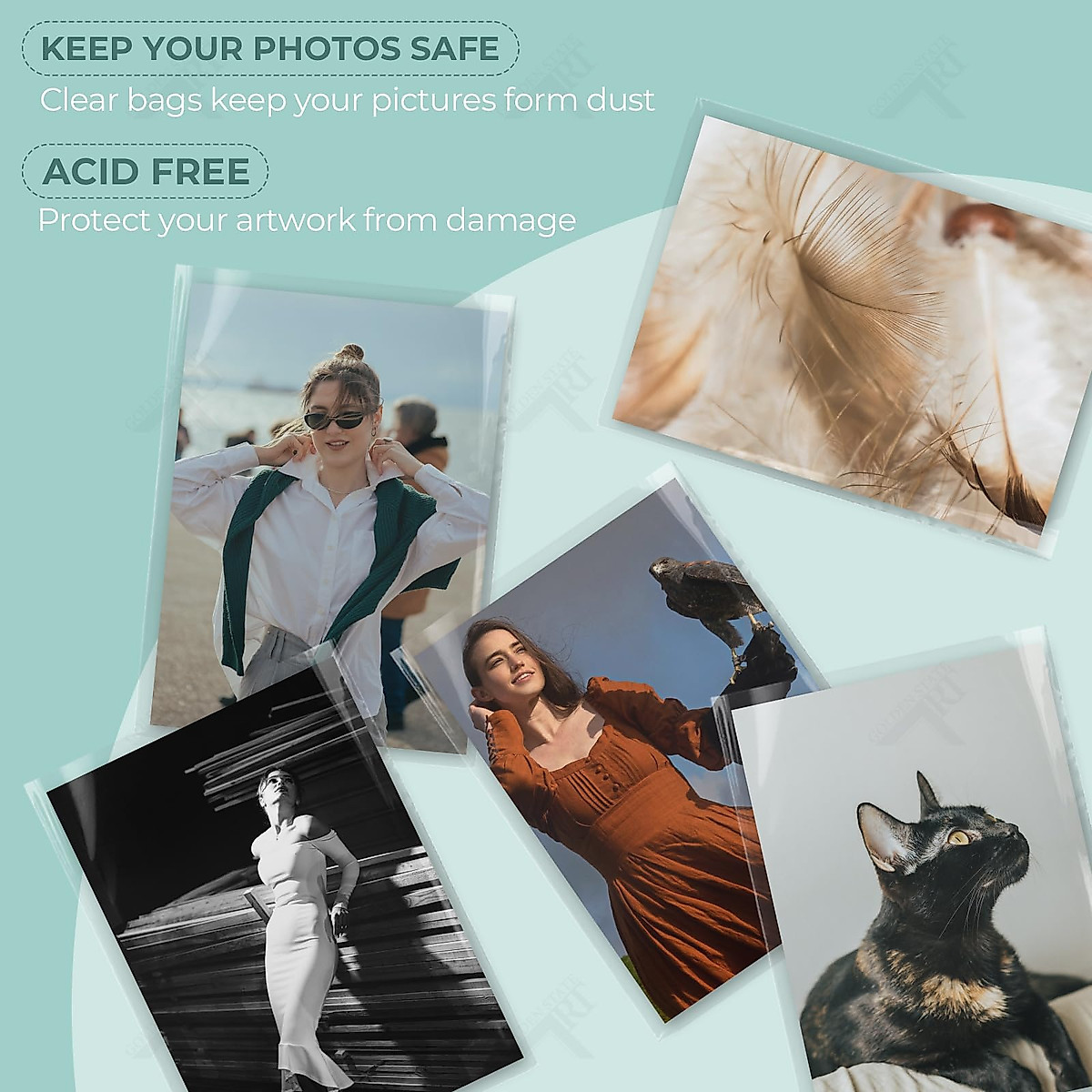 Golden State Art, 100 Pack 7X10 Inch Acid-Free Crystal Clear Sleeves Storage Bags, Resealable Cellophane Bags for Prints, Photos, Cards & Envelopes, Party Decorative