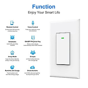 Smart Light Switch,Compatible with Alexa,Google Home, 2.4Ghz WiFi Smart Switch, Wireless Remote Control, Neutral Wire Required,Physical Button (2 Pack)