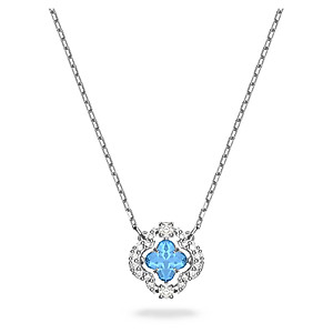 SWAROVSKI Sparkling Dance Necklace, Blue, Rhodium Finish