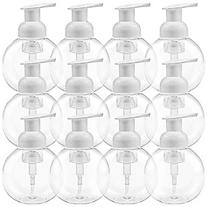 Yesland 12 Pack Clear Foaming Soap Dispenser with White Pump, 8.5 oz Pump Bottles, Plastic Press Bottles/Foam Liquid Hand Soap Containers for Kitchen and Bathroom