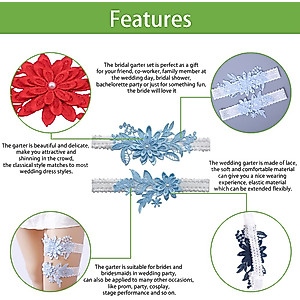 Wedding Garters for Bride Bridal Lace Garter Set Floral Leg Ring with Hand Sewn Faux Pearls (White)