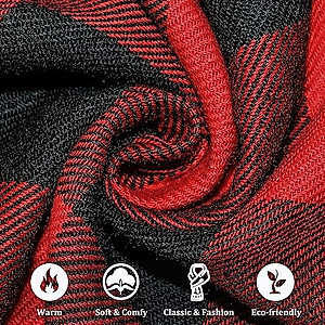 vimate Black Red Buffalo Checks Scarf, Super Soft Luxurious Cashmere Feel unisex for Men and Women Winter Scarf (US-Black Red Buffalo Checks)