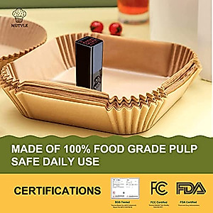 Large Air Fryer Disposable Paper Liners Square 9 Inch, 125 Pcs Parchment paper liner for 5-8QT Air fryer, Oil-proof, Water-proof, Parchment Baking Paper for Baking Roasting Microwave