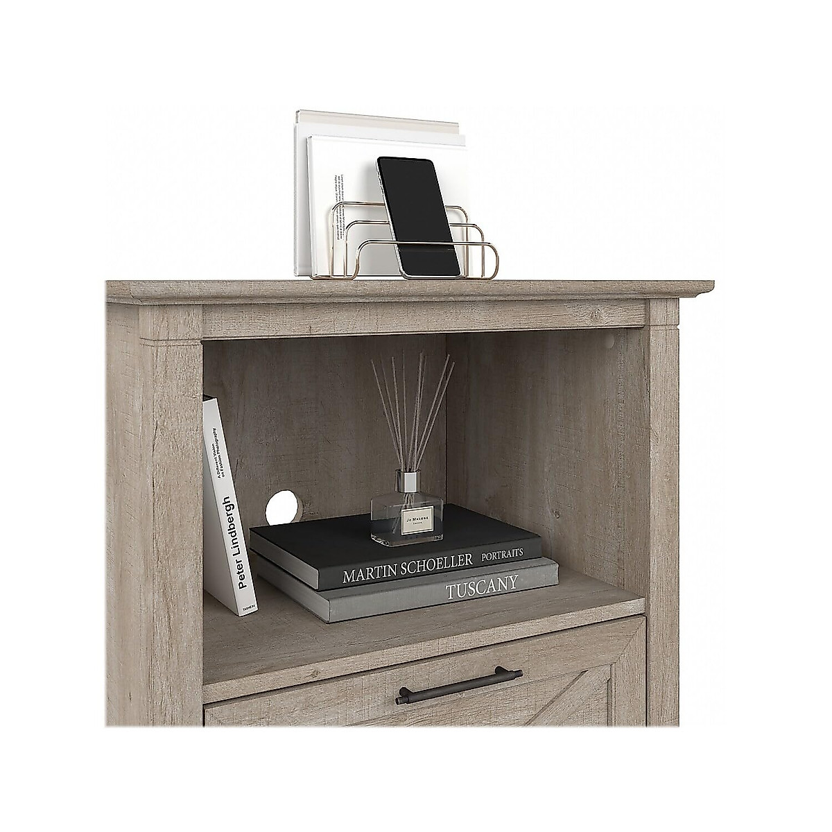 Bush Furniture Key West 1-Drawer Lateral File Cabinet, Letter/Legal, Washed Gray, 24-inch (KWF124WG-03)