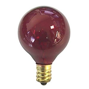 Sival - G40 Globe Light Replacement Bulb Transparent Red, 25-Pack, 5 Watts, Candelabra Base (E12)