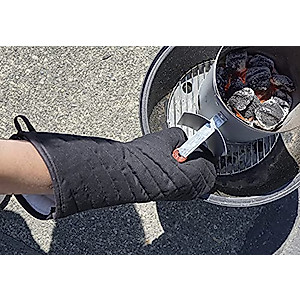 RSVP International Barbeque Grilling Collection Heat Resistant Gloves, 17.7", Fleece Lined, Suede Leather