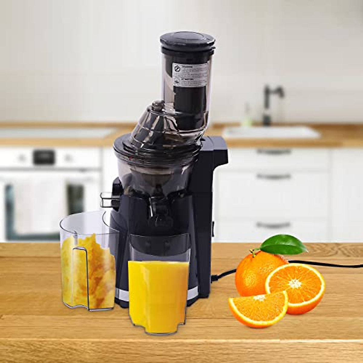 awolsrgiop Juicer Machine, 250W Masticating Juicer Cold Press Slow Juicer Extractor for Home Juicer Machines for Nutrient Fruits Quiet Kitchen Double Slots Stainless Steel High Juice Yield Low Noise