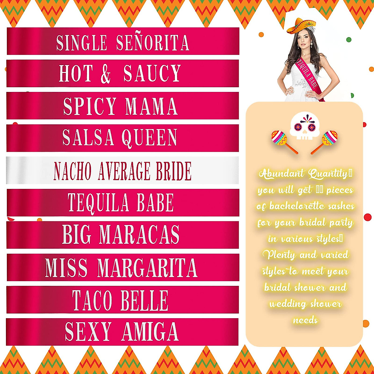 10 Pack Bachelorette Sashes 1 Bride Tribe Sashes and 9 Bridesmaid Sashes Hot Pink Bride Sash for Final Fiesta Bachelorette Maid of Honor Party Decorations Supplies Bridal Shower Favors Gift