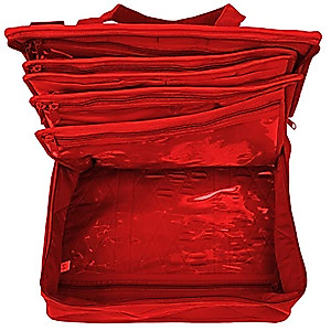 Yazzii Crafter's Companion Organizer Bag with 16 Pockets - Arts & Crafts Storage Tote Organizer - Multipurpose Storage Organizer for Crafts, Sewing & Quilting Notions, & Art Supplies Red