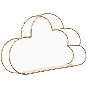 FRECI Metal Wall Hanging Storage Shelf Cloud-Shaped Wall Mount Hanging Organizer Suit for Bookshelf/Bathroom Storage Home Supplies - Bronze